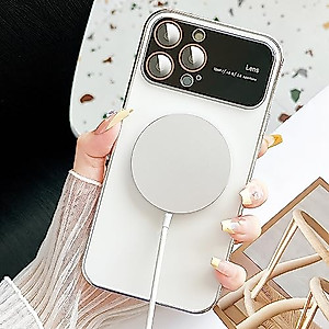 Skyseaco for iPhone 13 Pro Max Hard Case Compatible with MagSafe, with Luxury Design Full Camera Protection Frosted Hard PC Back Slim Protective Shockproof for Women Men Phone Case (White)