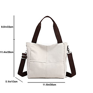 Ashioup Canvas Hobo Handbag for Women Shoulder Bag Small Crossbody Shopper Bag Grey