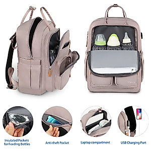 Mancro Diaper Bag Backpack, Large Bady Bag, Multifunction Maternity Baby Nappy Bag for Dad & Mom with Changing Pad, USB Charging Port, Insulated Pockets, Laptop Pocket and Stroller Straps