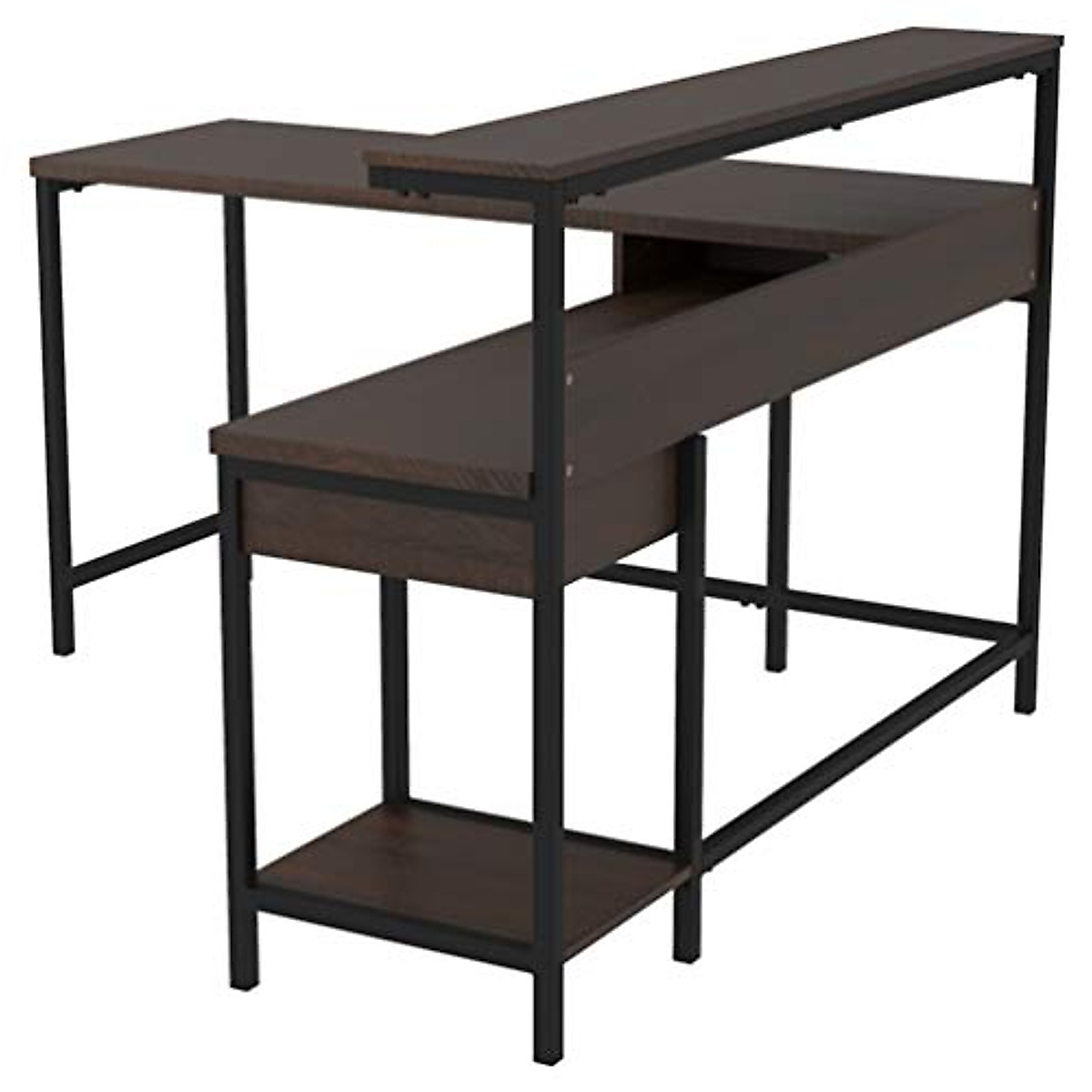 Signature Design by Ashley Camiburg Modern L-Shaped Home Office Desk, Warm Brown