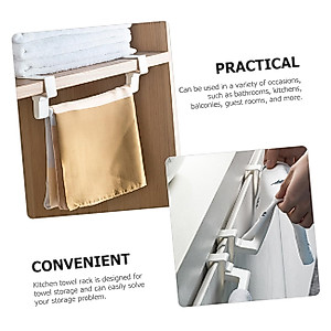 WOONEKY 2pcs Hanger Bathroom Towel Rack Racks Bath Towel Holder Cabinet Wall Towel Rack Door Bathroom Towel Holder Detachable Towel Rack No Kitchen Hand Bathroom Towel Organizer Abs White