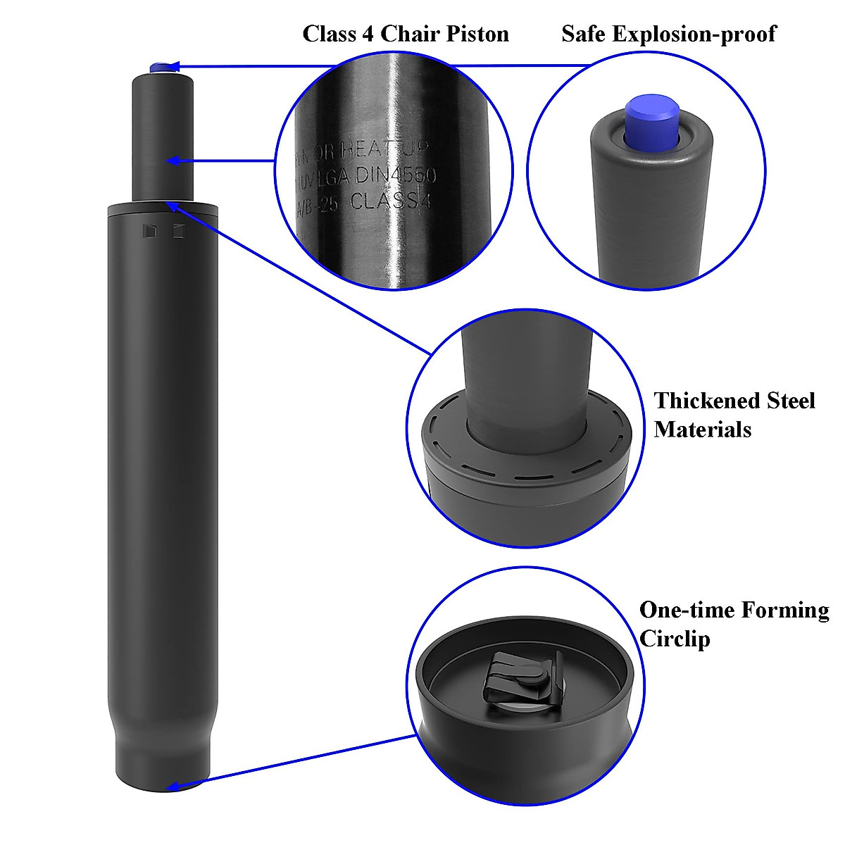AAGUT 5'' Stroke Office Chair Gas Lift Cylinder Replacement,Pneumatic Shock Heavy Duty (450 lbs) Office Chair Parts & Universal Size, Class 4 Hydraulic Piston, Black