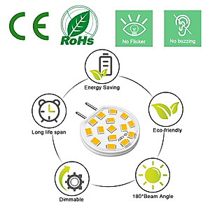 Lacnooe G8 LED Bulb Dimmable 3W Mini Thin Puck Light Equivalent to 20W-25W T4 G8 Bi-Pin Base Halogen Bulb, 120V Warm White 3000K G8 Bulb for Under Counter Kitchen Lighting, Under Cabinet Light,6 Pack