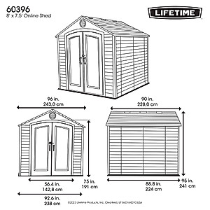 Lifetime Outdoor Storage Shed, 8 x 7.5 Foot