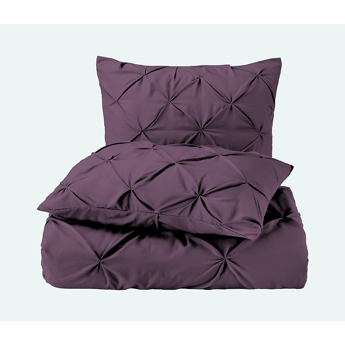 Banke Bihari Collection 1000 TC Pure Egyptian Cotton Plum Duvet Cover Oversized King 116x98 Inch + 2 Pillowcases Zipper Clouser & Corner Ties Quilt case Hotel Quality Soft Feel Comfortable (Pinch)