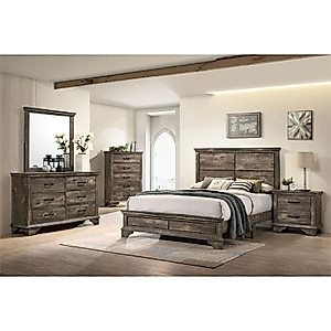 BOWERY HILL Transitional Wood Eastern King Panel Bed in Gray