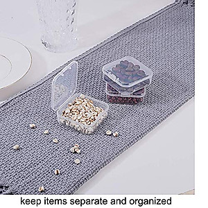 12Pcs Clear Plastic Beads Storage Containers Box Case with Flip-Up Lids for Items Pills Jewerlry Findings Tiny Bead (2.2×2.2×0.82 Inch)
