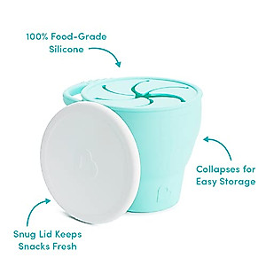 Munchkin® C’est Silicone! Collapsible Snack Catcher with Lid, Mint - Toddler Food Cup
