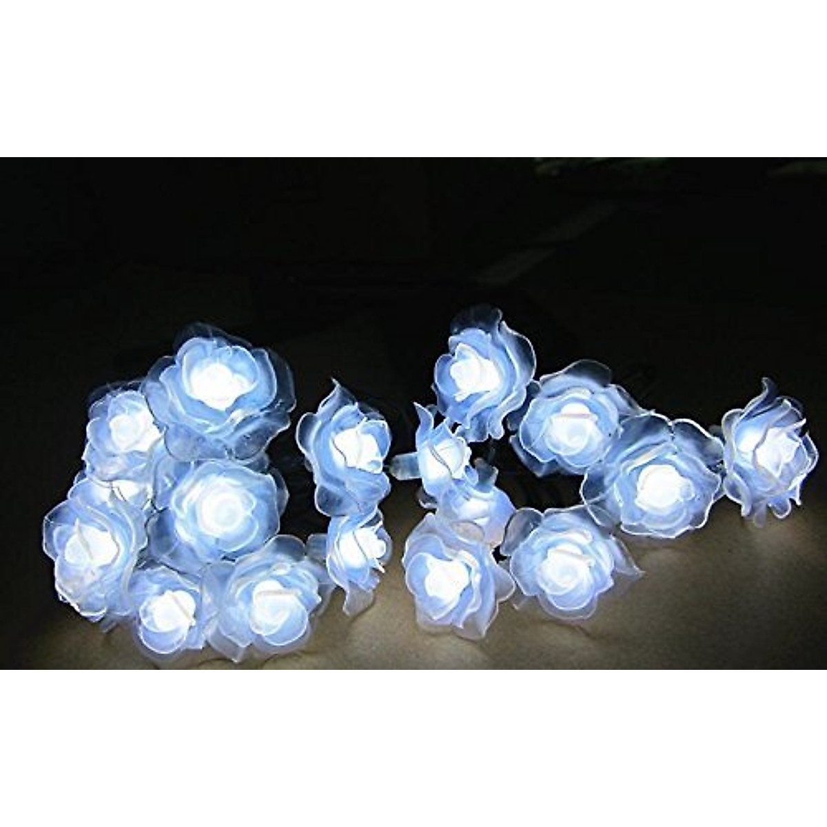 chuangsheng Premium Quality Solar String Light, 20 LED Waterproof Rose Solar Fairy String Lights for Christmas Garden Patio Wedding Party Fence Window and Home Holiday Festival Decorations (White)