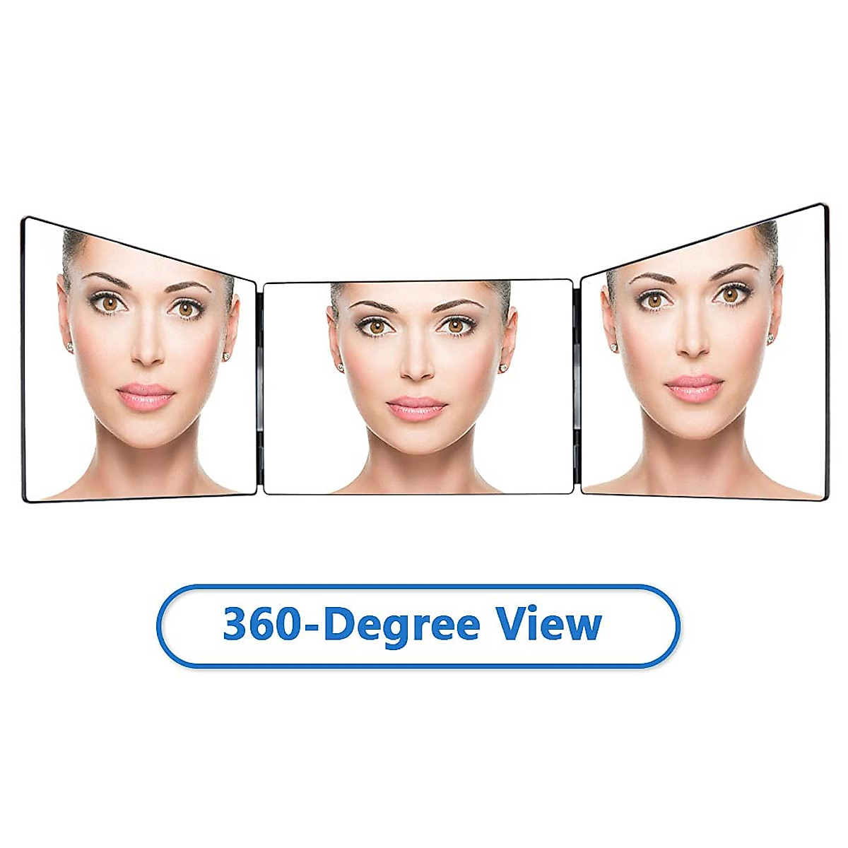 XKWL Portable 3 Way Trifold Mirror, 360° Barber Mirror for Hair Cutting,Hair Styling, Shaving, Grooming, Dye Hair and Makeup with Adjustable Height Brackets, Good for Travel Home Bathroom