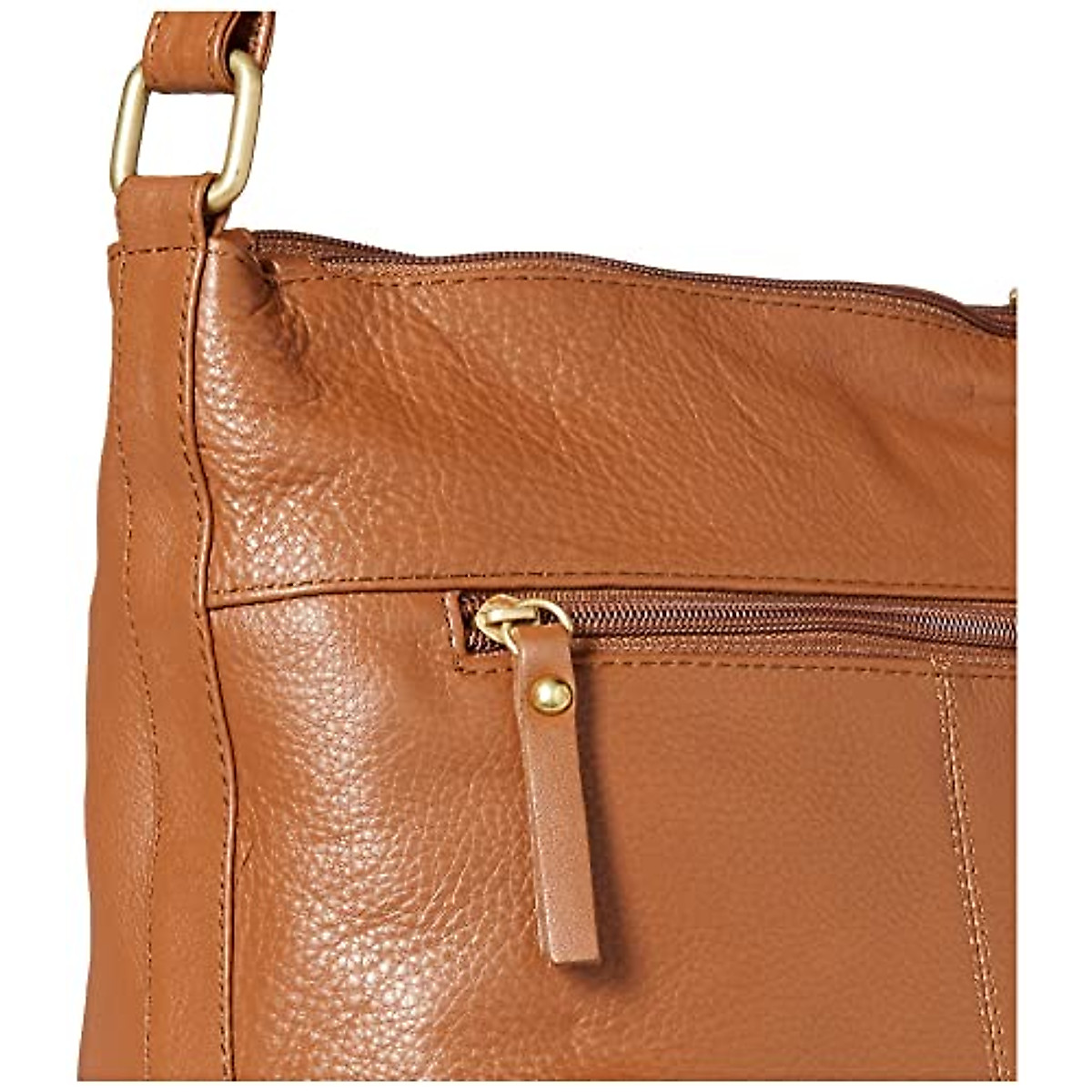 Bueno of California GAL Antique Leather Triple Compartment Shoulder Bag, Cognac