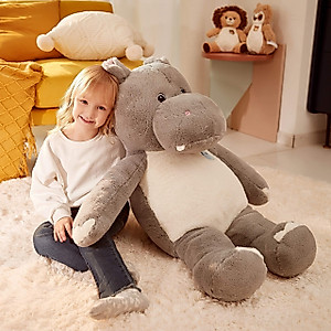 IKASA Giant Hippo Stuffed Animal - 30" Jumbo Plush Toy, Soft & Cute for Kids, Boys & Girls (Gray)