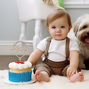 Wooden One Cake Topper - 1st Birthday Cake Topper Decoration Supplies, Suitable for Baby Shower Favors, Baby First Birthday Party or Baby Photo Booth Props (Style A)