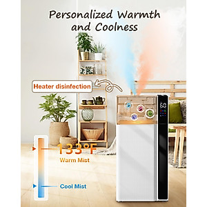 Mifasol Warm and Cool Mist Humidifier Large Room, 5.3Gal/20L Whole House Humidifiers for Home, Quickly & Evenly Humidify Larger Areas, Top Fill, Dual Mist Nozzles and Atomizers, Office Plants, White