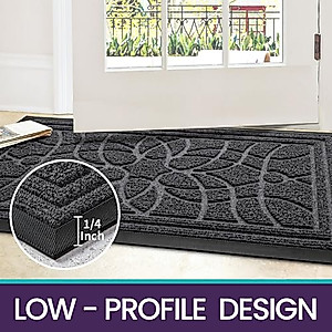 DEXI Front Door Mat, Welcome Mat Heavy Duty Durable Low Profile Outside Doormat for Entryway, Patio, Garage, High Traffic Areas, 17"X29", Grey