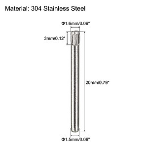 Tool parts 1.5x20mm 304 Stainless Steel Dowel Pins - 20Pcs Knurled Head Flat End Dowel Pin
