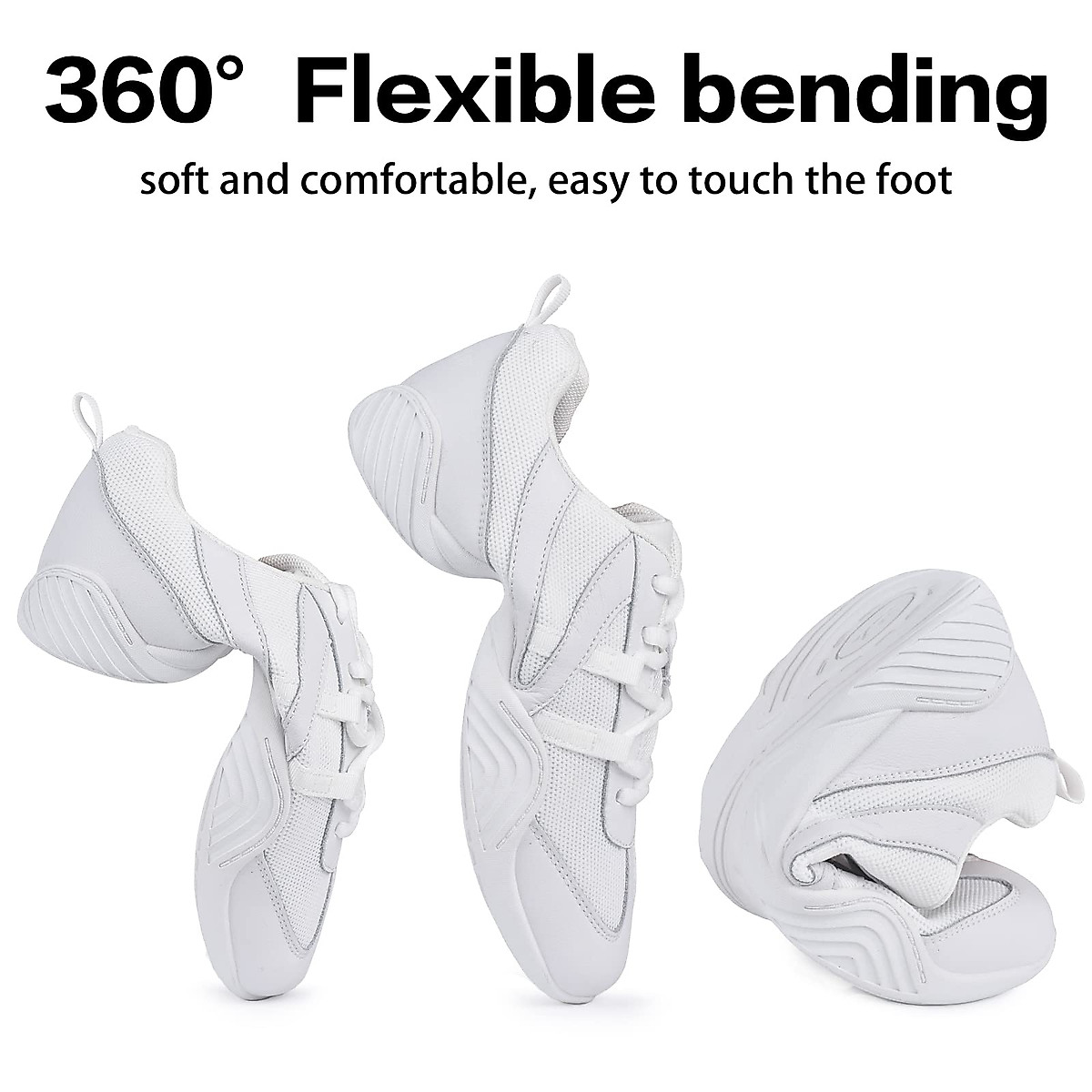 CADIDL Cheer Shoes Women Cheerleading Dance Shoes Tennis Athletic Flats Walking Sneakers for Girls White 7 (M) US