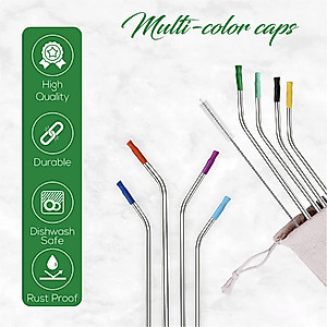 Bamboo Mason Jar Lids with Straw Hole, Stainless Steel Reusable Straws with Colored Silicone Tips, Straw Cleaner Brush and Polyester Bag, 70mm Bamboo Mason Jar Lids (Regular Mouth)