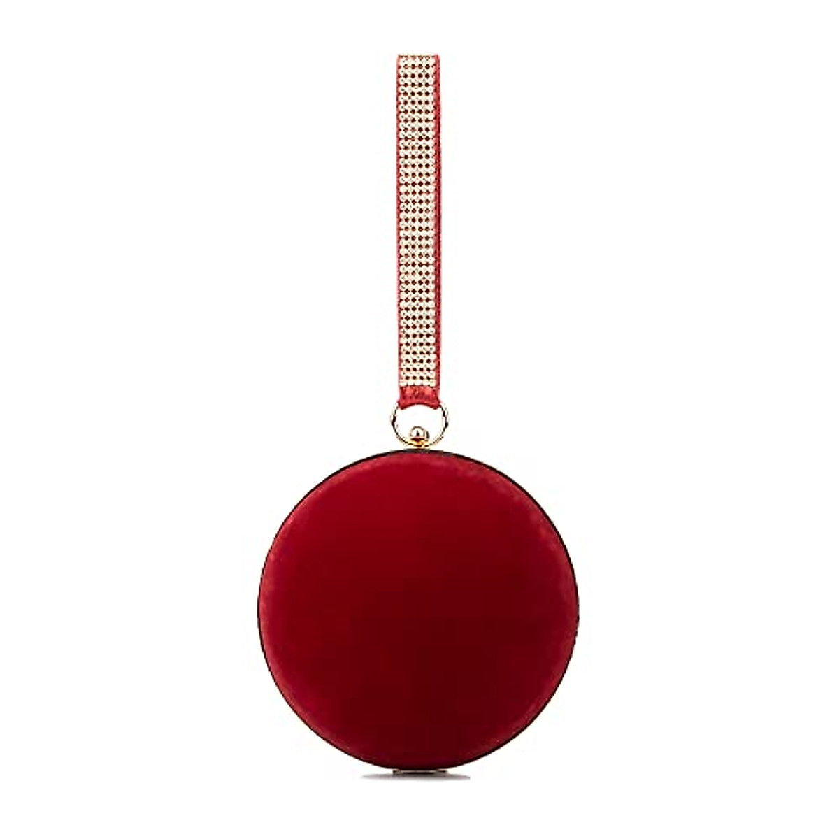 Olivia Miller Women’s Fashion Mary Round Ball Red Clutch w Detachable Chain Strap, Evening Handbag, Small Wedding Prom Party Pouch Bag