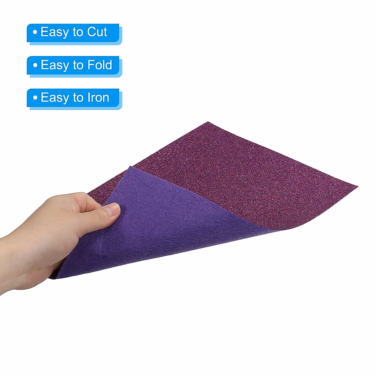 PATIKIL Soft Felt Sheets Glitter Fiber Craft Sheets Purple 11.8 Inch x 7.8 Inch for DIY Hobby Decorate Pack of 6