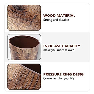 Veemoon for with Trash Room Kitchen Kitchenware Storage Bathroom Decorative College Living Wastebasket Wooden Gare Pattern Farmhouse Pail Cans Bamboo Waste Wood Plastic L Bag Dorm Garbage