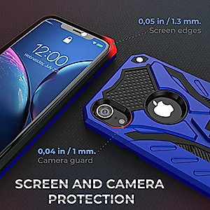 Kitoo Made in USA Defender Designed for iPhone XR Eco-Friendly Case with Kickstand, Military Grade Shockproof 12ft. Drop Tested - Blue