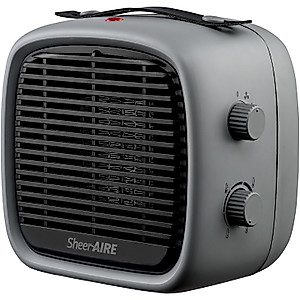 Basics Ceramic Heater Space Heaters for Indoor Use Overheat Protection Tilt Protection Low Noise Heating Portable Heater Adjustable Electric PTC Portable Fan (Grey),700W/1200W,7.48"D x 5.12"W x 8.27"H