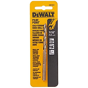 DEWALT DW1914 7/32-Inch Gold Ferrous Oxide Pilot Point Twist Drill Bit