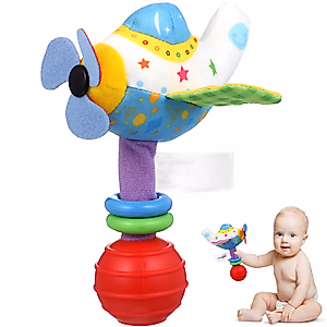 Toyvian Baby Soft Rattles Toy Infant Shaker Teether Cute Stuffed Airplane Handbells Soft Baby Rattle Toy Airplane Rattles Toy for Newborn Baby Gifts