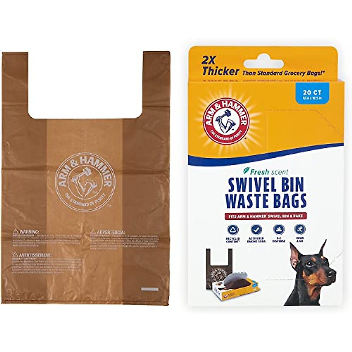 Swivel Bin Waste Bag and Rake Dog Pooper Scooper, Refill Bags (3-Pack, 20 Count)