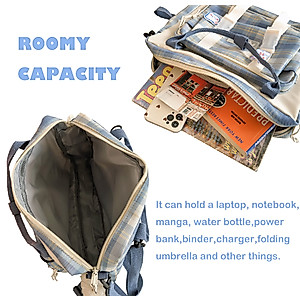 Dcepem Kawaii Backpack with Bear Pins and Plush Accessories Ita Bag Tote Back Japanese Handbag School Bag for Girls&women(blue)