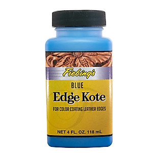 Fiebing's Edge Kote (4oz, Blue) - Leather Edge Paint for Shoes, Furniture, Purses, Couches, Belts - Flexible, Water Resistant, Semi Gloss Color Coating Leather Dye to Protect Natural Edges