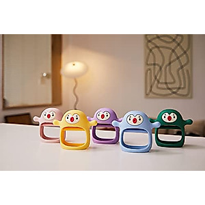 Smily Mia Penguin Buddy Never Drop Silicone Teething Toys for Babies 0-6month,Infant Hand Teether Pacifiers for 0-6Months Breastfeeding Babies, Easter Baby Basket Stuffers for 3-6Months,Light Blue