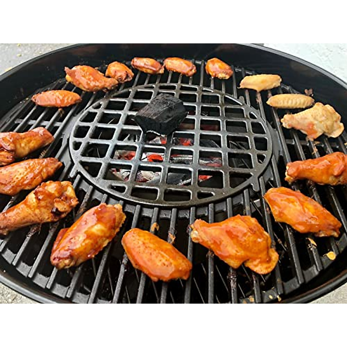 QuliMetal 8835 Cast Iron Gourmet BBQ System Cooking Grate for Weber 22.5 inches One-Touch Silver, Bar-B-Kettle, Master-Touch and One-Touch, 22 1/2 Inch Weber Performer and Premium Charcoal Grill