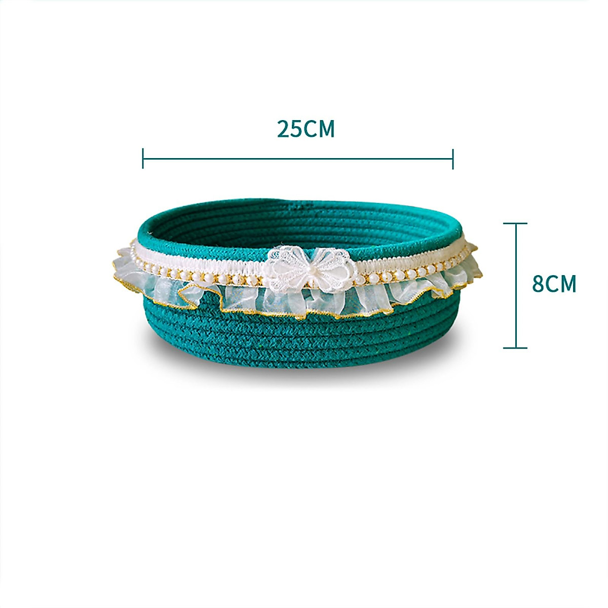 KLHDAYUP Round Cotton Rope Woven Storage Basket, Mini Small Storage Basket, Nesting Box To Organize Toys On Shelf, Container To Store Clothes, Cosmetics, Pots, Snacks, Toys Or Documents (Lake Blue)