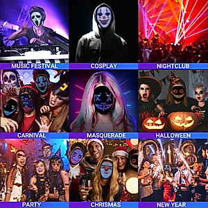 Saparlo LED Mask with Gesture Sensor, Rechargeable Bluetooth Light Up Mask, Face Transforming Shining LED Face Mask, APP Controlled-Programmable Glow Mask for Kids/Adult Cosplay Costume Party