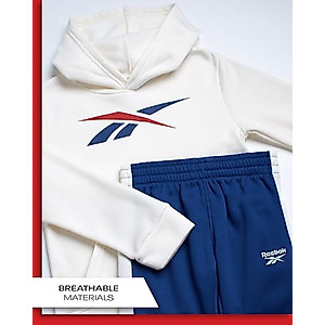 Reebok Baby Boys' Active Sweatsuit - 2 Piece Fleece Hoodie Sweatshirt and Jogger Sweatpants - Clothing Set Toddler/Boy, 2T-7, Size 7, Chalk