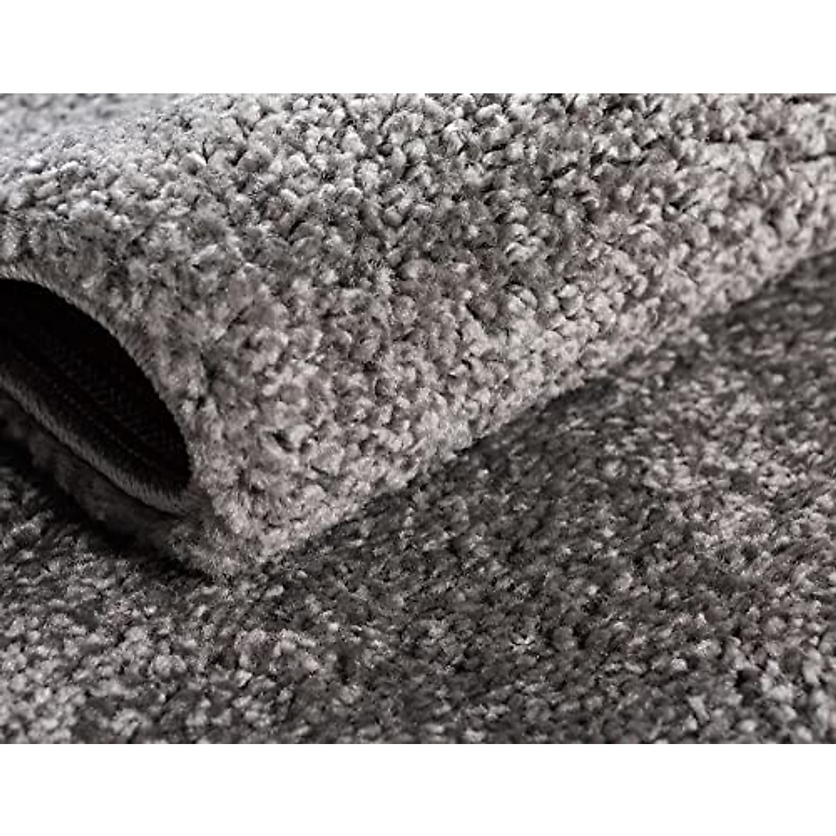 Unique Loom Solo Collection Solid, Plush, Kids, Modern Area Rug, 8 ft x 10 ft, Grey