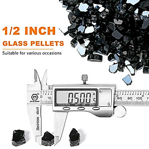 Hisencn Fire Glass 1/2 Inch - Onyx Black Reflective Tempered Fire Glass Rocks for Fire Pit, Outdoors and Indoors Natural or Propane Fireplaces, Fire Bowls Landscape Decoration, 10 Pounds