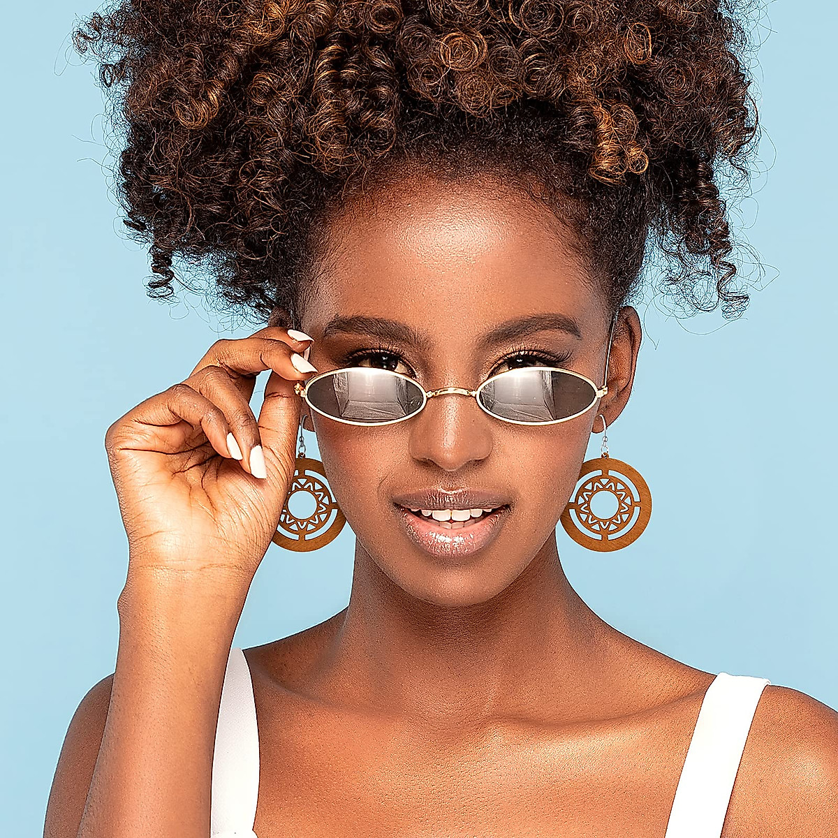 MTLEE 20 Pairs African Wooden Dangle Earrings Lightweight Ethnic Style Drop Earrings Geometric Wooden Earrings for Women(Classic Style)