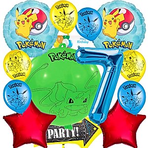 Anagram Pikachu Foil Balloon Bouquet Set | Intended for Pokemon Pokeball Theme Party Accesory Multicolor 7th Birthday, AN-29460,AN-36332