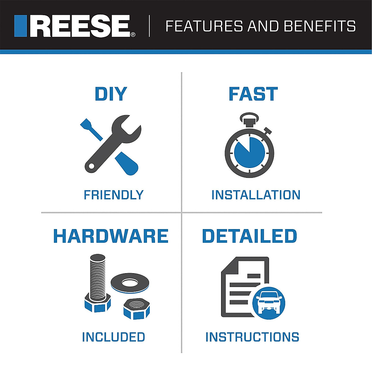 Reese Towpower 77183 Class I Insta-Hitch with 1-1/4" Square Receiver opening