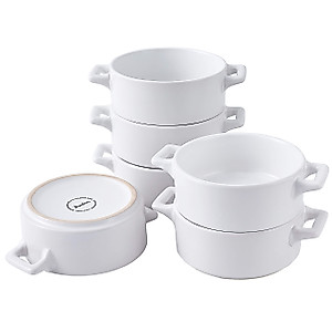 Bruntmor 6" Ceramic Plates Set of 4, Round Grey Ceramic Salad Plates For Kitchen Dish Plates, Ceramic Dinnerware appetizer Plates with handle,Serving Platter for sushi and Sizzling