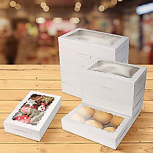 Cmkura 40 Pack Kraft Cookie Boxes with Clear Window,7" x 4 3/8" x 1 1/2",Paper Macaron Donut Candy Cakesicle Dessert Pastry Gift Box Container for Wedding,Party,Christmas,Birthday,Baby Shower(White)