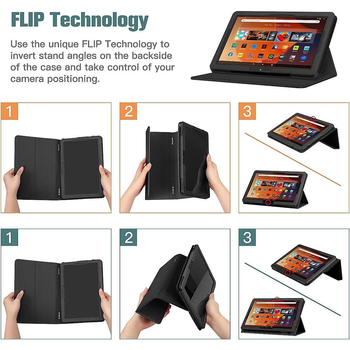 Fintie Case for All-New Amazon Fire HD 10 and 10 Plus Tablet (13th/11th Generation, 2023/2021 Release) - [Flex Stand] Premium Vegan Leather Multi-Angle Folio Cover, Shades of Blue