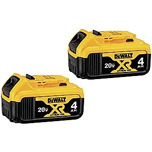 DEWALT 20V MAX* XR Battery, 4.0-Ah, 2-Pack (DCB204-2) , Black