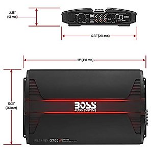 BOSS Audio Systems PV3700 5 Channel Car Stereo Amplifier – 3700 High Output, 5 Channel, 2/4 Ohm Stable, Low/High Level Inputs, High/Low Pass Crossover, Full Range, Bridgeable, for Subwoofer