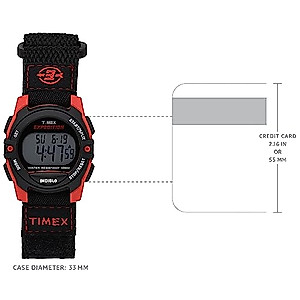 Timex Unisex T49956 Expedition Mid-Size Digital CAT Black/Red Fast Wrap Velcro Watch