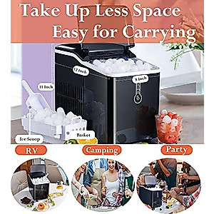 PRESTIGE CARTRIDGE26Lbs Portable Ice Maker, Compact Ice Maker Countertop Machine, 9 Ice Cubes Ready in 7 Mins, 26lbs Per Day, Bullet Shape Ice, 1.5L Electric Ice Maker, for Party Home Camping(Black)