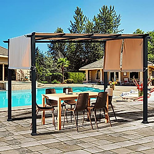 Warmally 10x10ft Pergola with Adjustable Sun Shade Canopy Cover Sturdy Steel Frame Outdoor Gazebo Shelter for Your Garden, Porch, or Backyard
